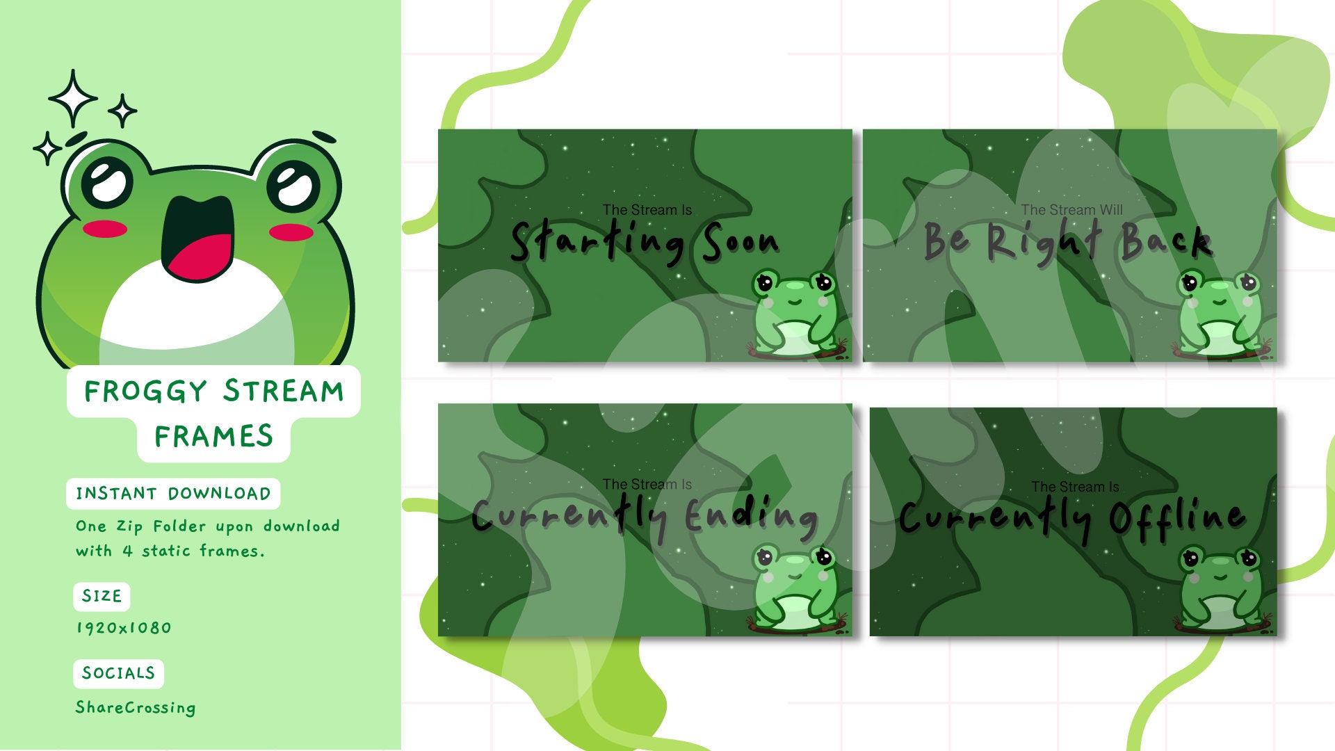 Froggy Stream Overlay L Static Frames L Twitch, Youtube, Etc. L Cute ...