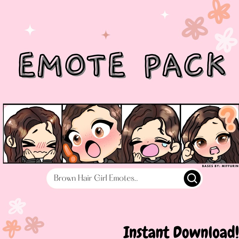 Brown Hair Girl Emote - Emote Pack L Twitch & Discord - Etsy