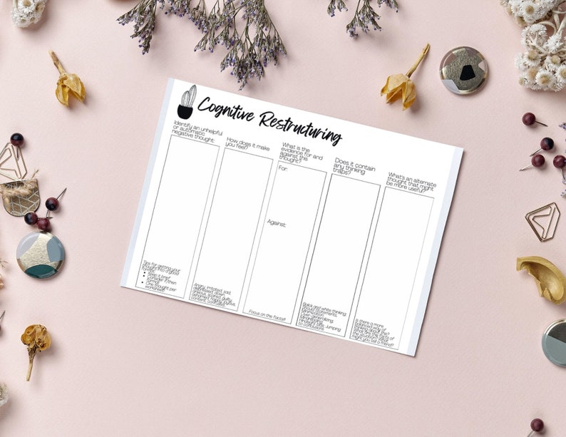 Cognitive Restructuring - Therapy Worksheets - Mental Health Printable ...