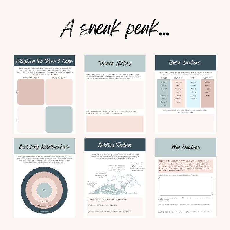 Trauma Therapy Worksheet Bundle – CBT for PTSD, Coping Skills (digital ...