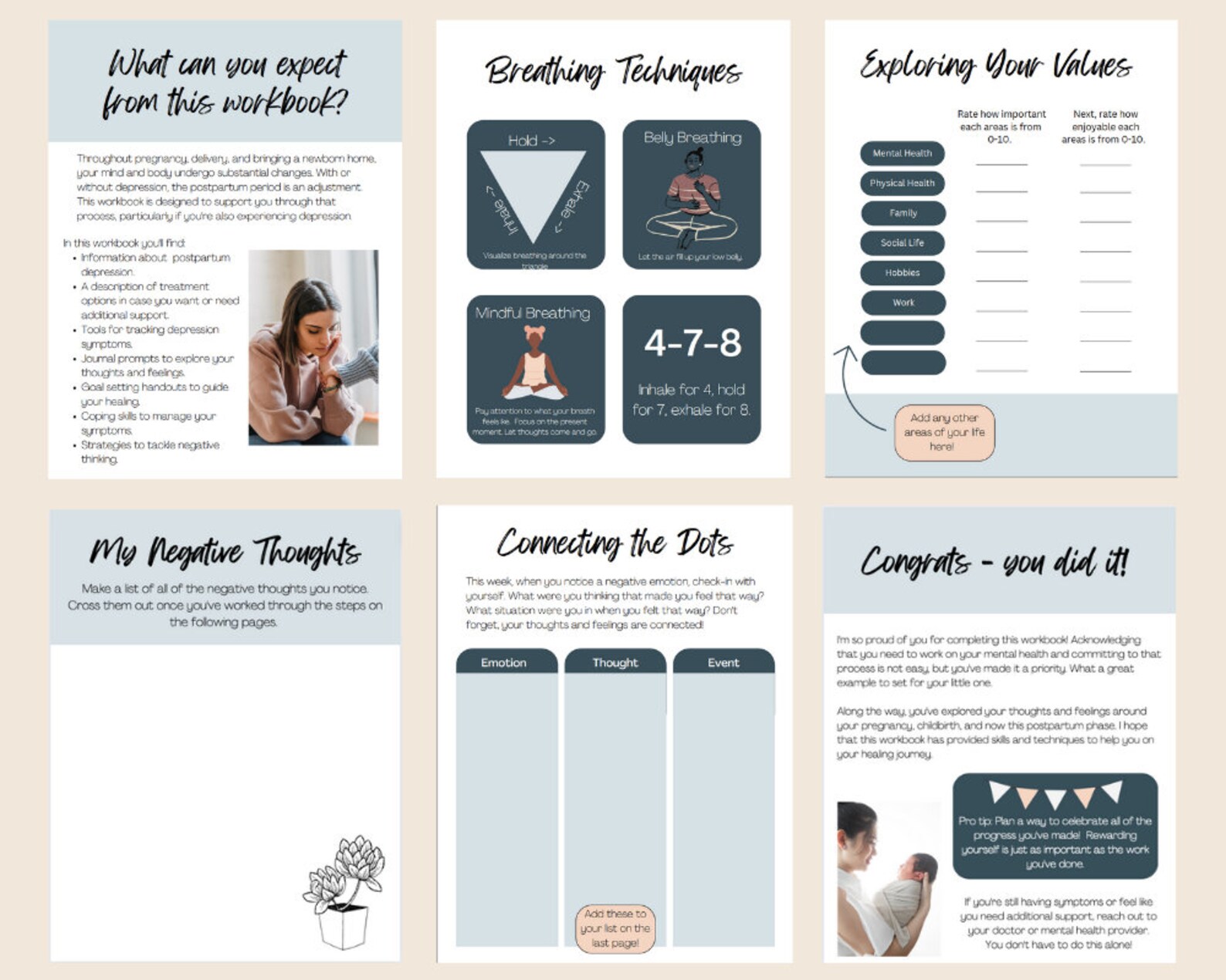 Postpartum Depression Workbook, Postpartum Depression Journal for New ...