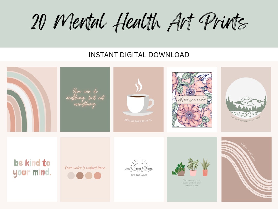 Mental Health Art Print Bundle - Therapist Office Decor - Psychology ...