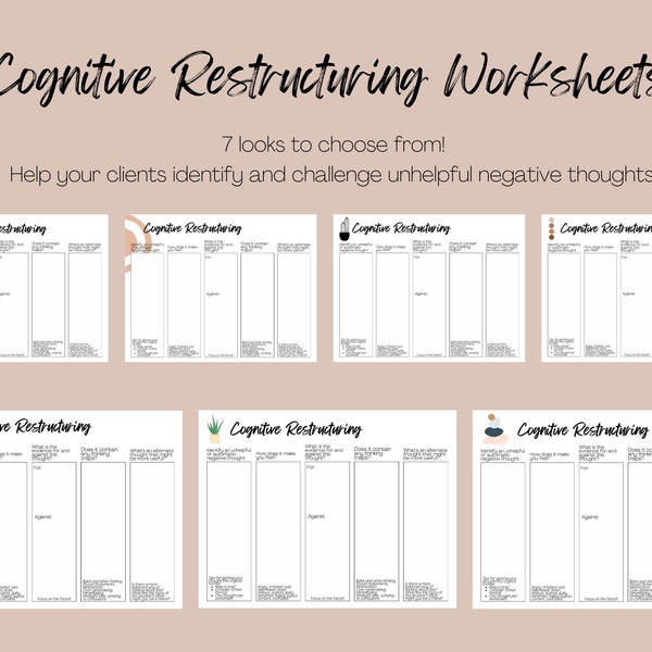 Cognitive Therapy Worksheets - Etsy