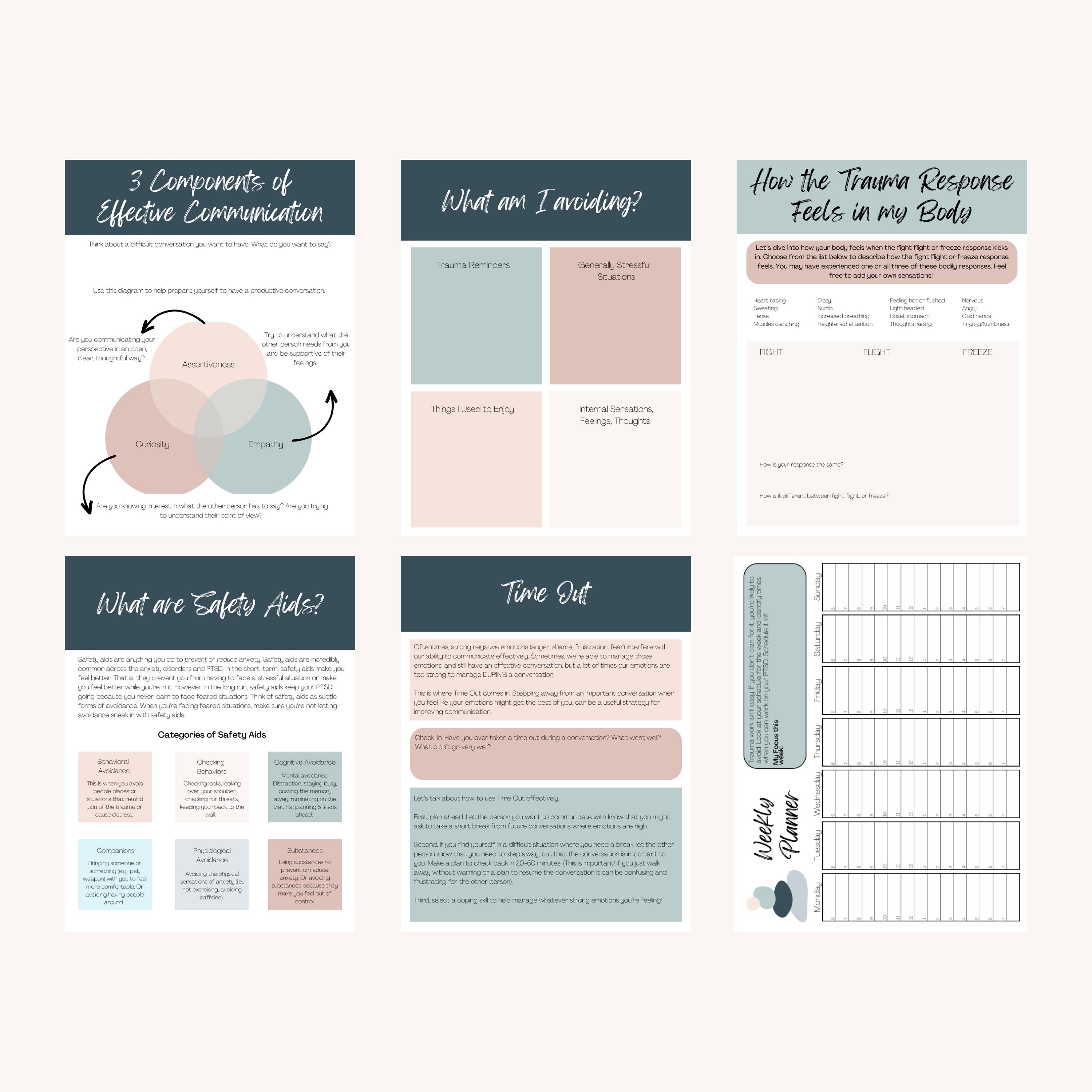 Trauma Therapy Worksheet Bundle – CBT for PTSD, Coping Skills (digital ...