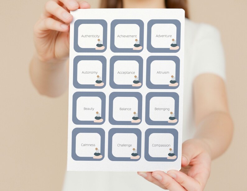 Values Cards - Values Identification Cards - Acceptance and Commitment ...