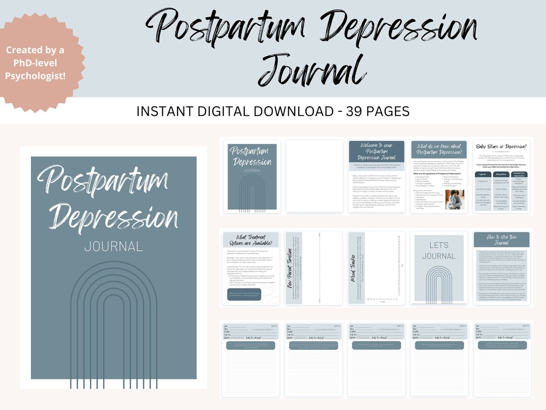 Postpartum Depression Journal, Therapy Worksheets, New Parent Support ...