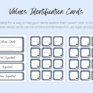 Values Cards - Values Identification Cards - Acceptance and Commitment ...