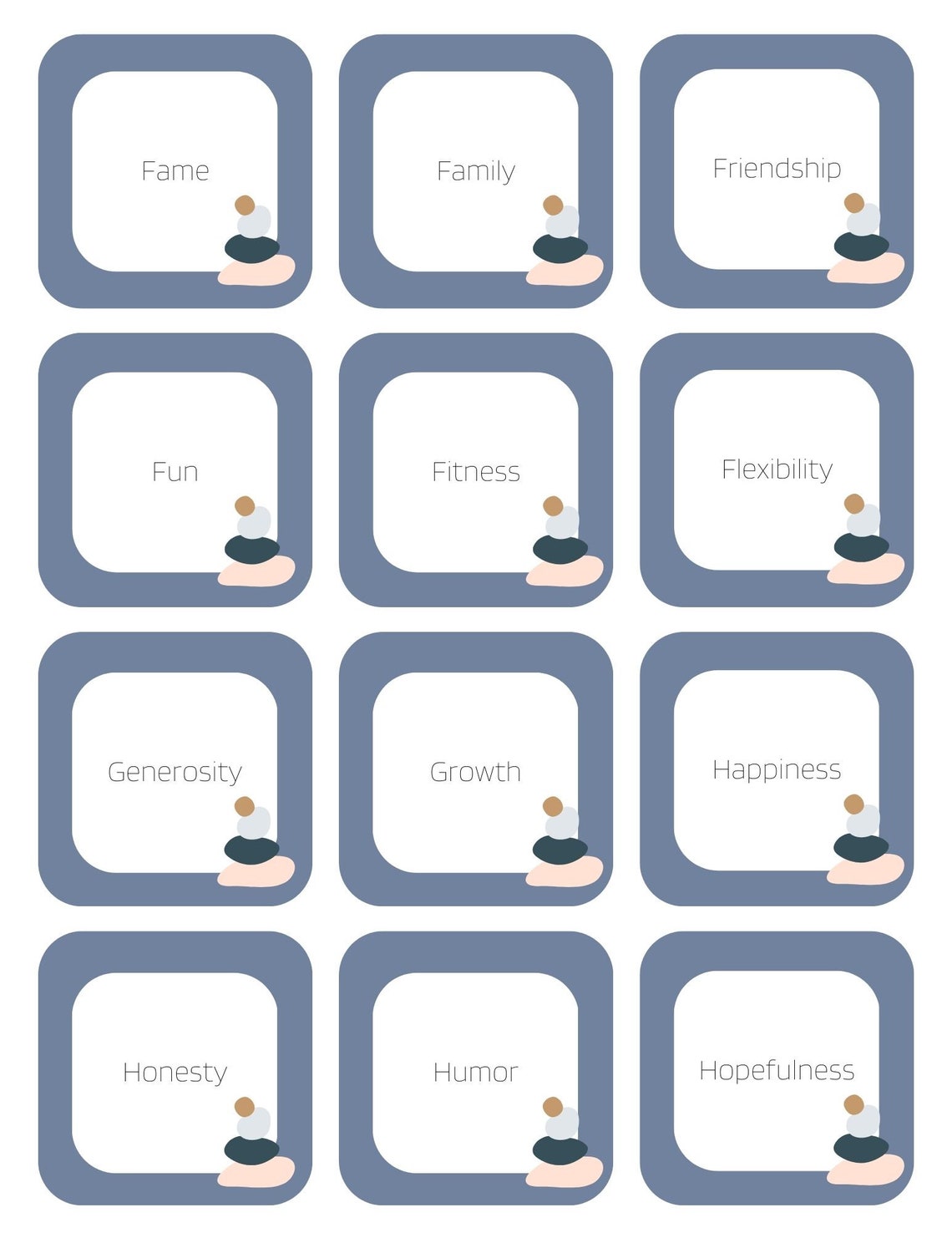 Values Cards - Values Identification Cards - Acceptance and Commitment ...