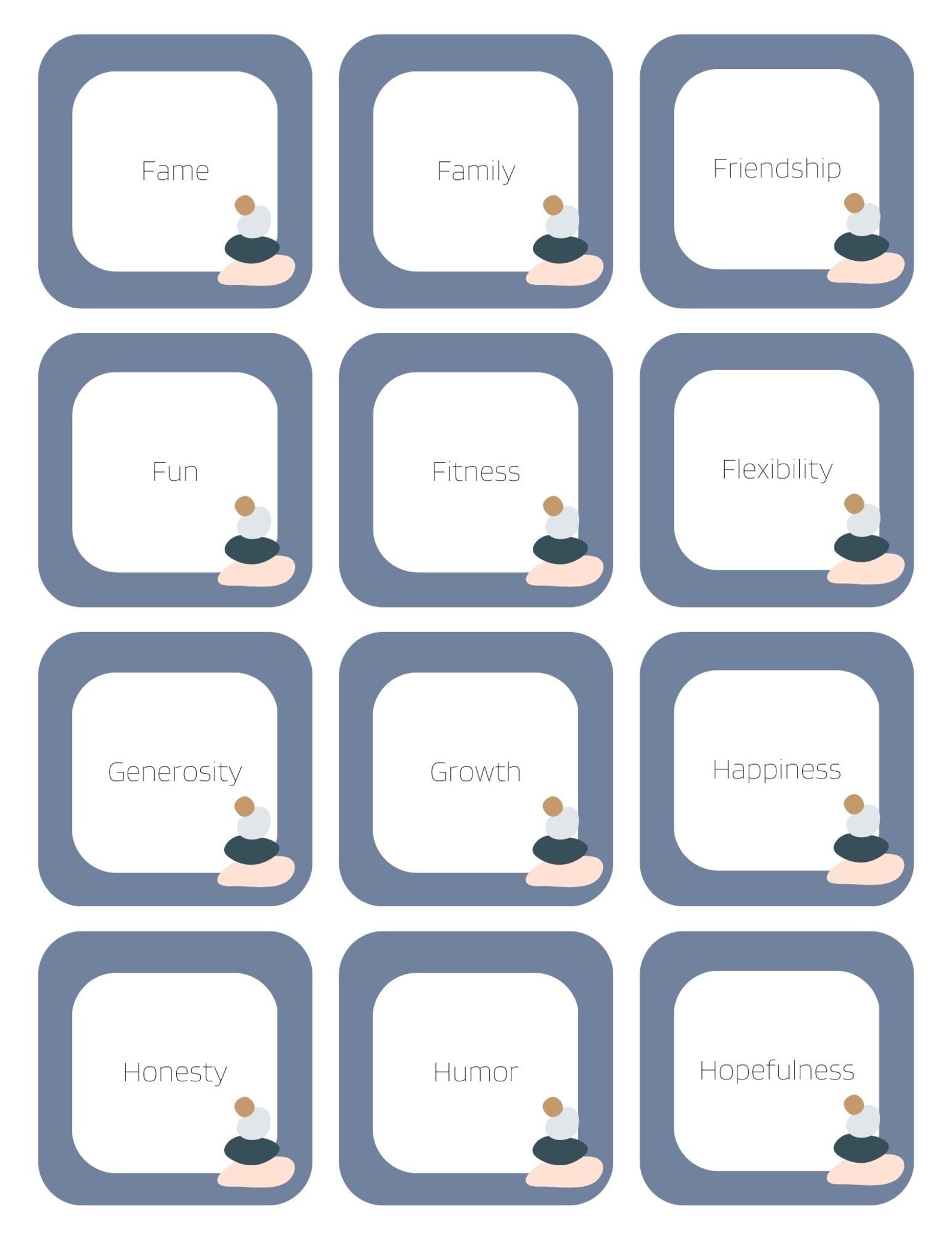 Values Cards - Values Identification Cards - Acceptance and Commitment ...