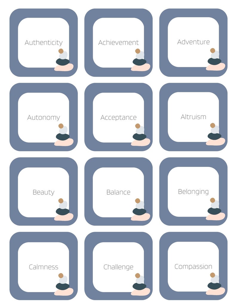 Values Cards - Values Identification Cards - Acceptance and Commitment ...