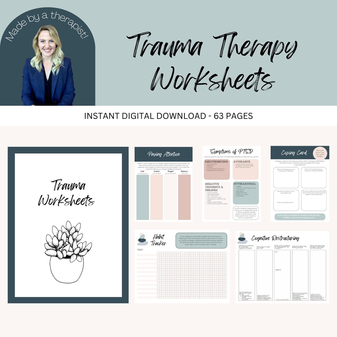 Trauma Therapy Worksheet Bundle - Downloadable PTSD Worksheets ...