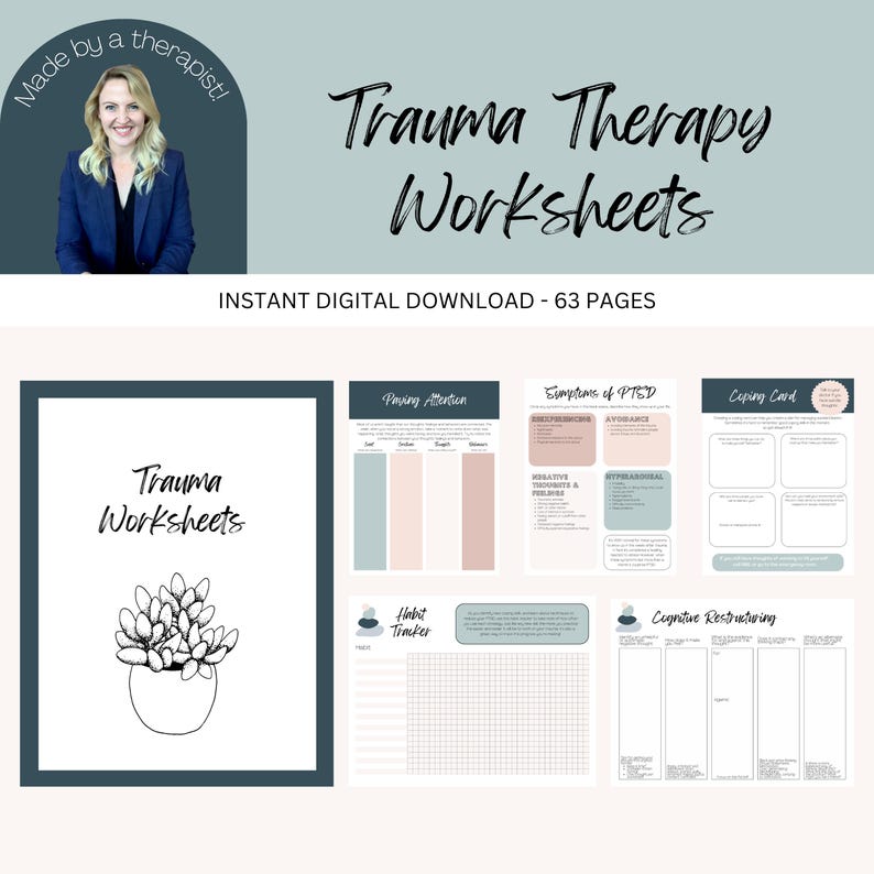 Trauma Therapy Worksheet Bundle - Downloadable PTSD Worksheets ...