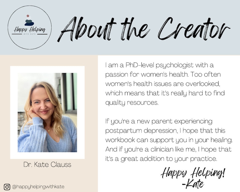 Postpartum Depression Workbook, CBT Skills, New Mom Gift (digital ...