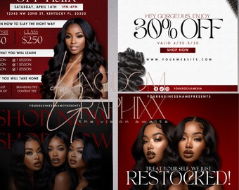 50 Hair Templates Hair Business Branding Canva Editable Luxury ...