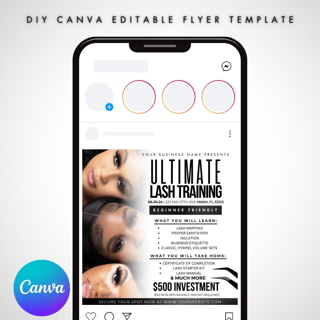 LASH Class Flyer Template, LASH Masterclass,lash Course Flyer,lash ...