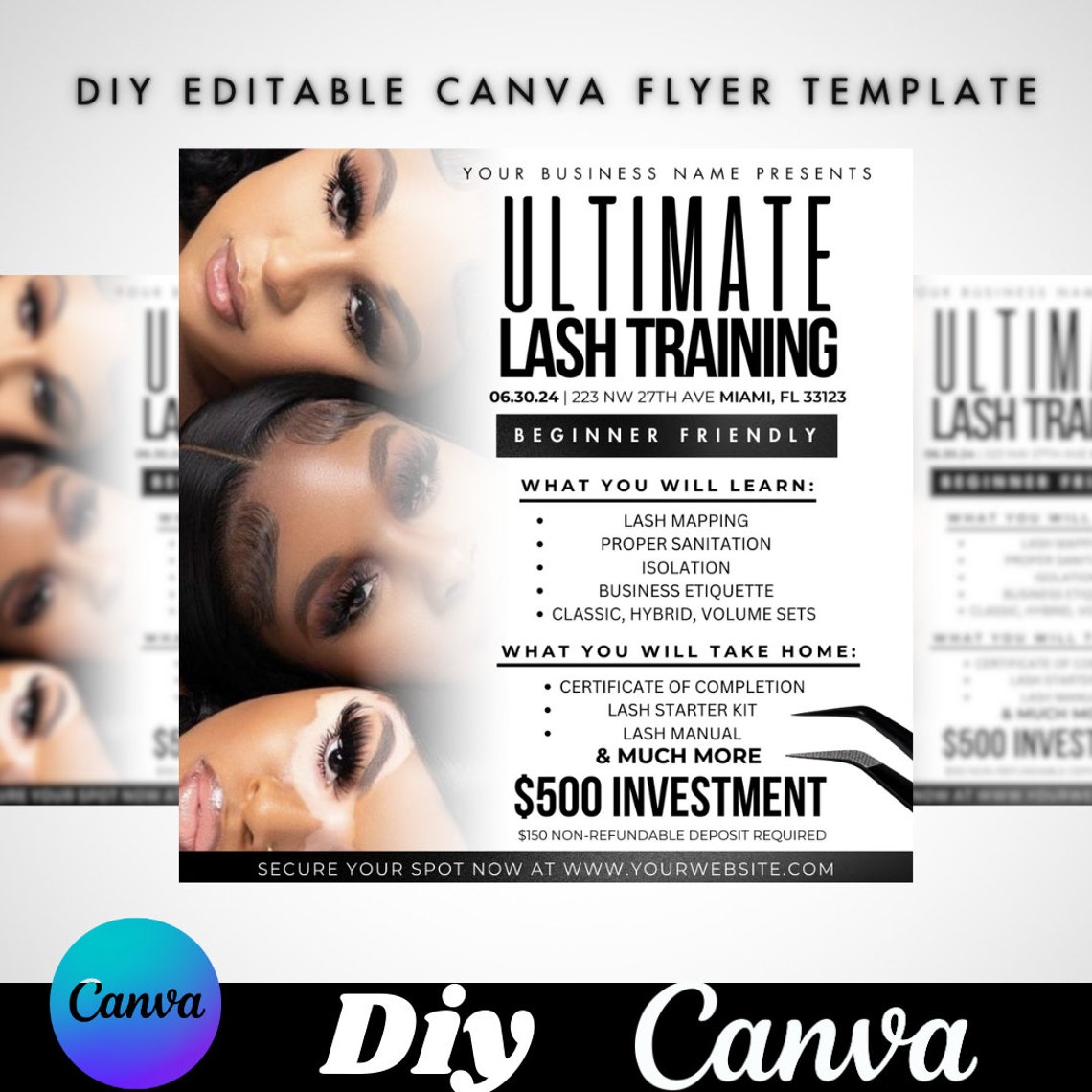 LASH Class Flyer Template, LASH Masterclass,lash Course Flyer,lash ...