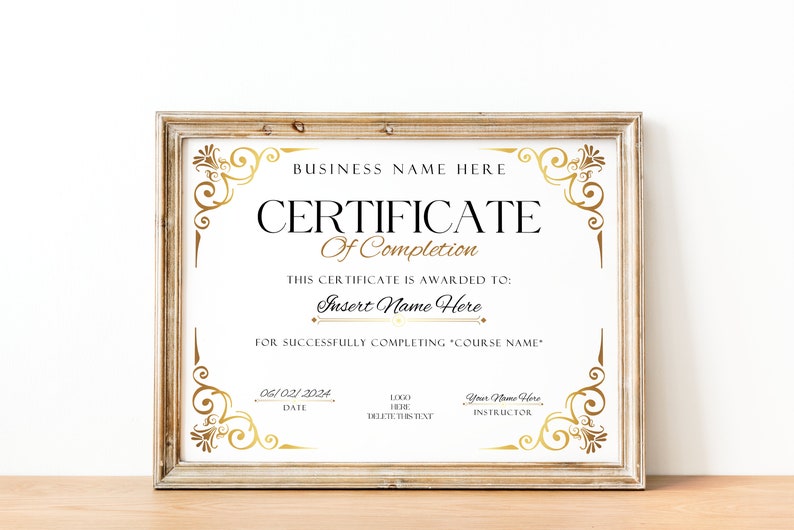 Certificate of Completion Template, Printable Course Certificate of ...