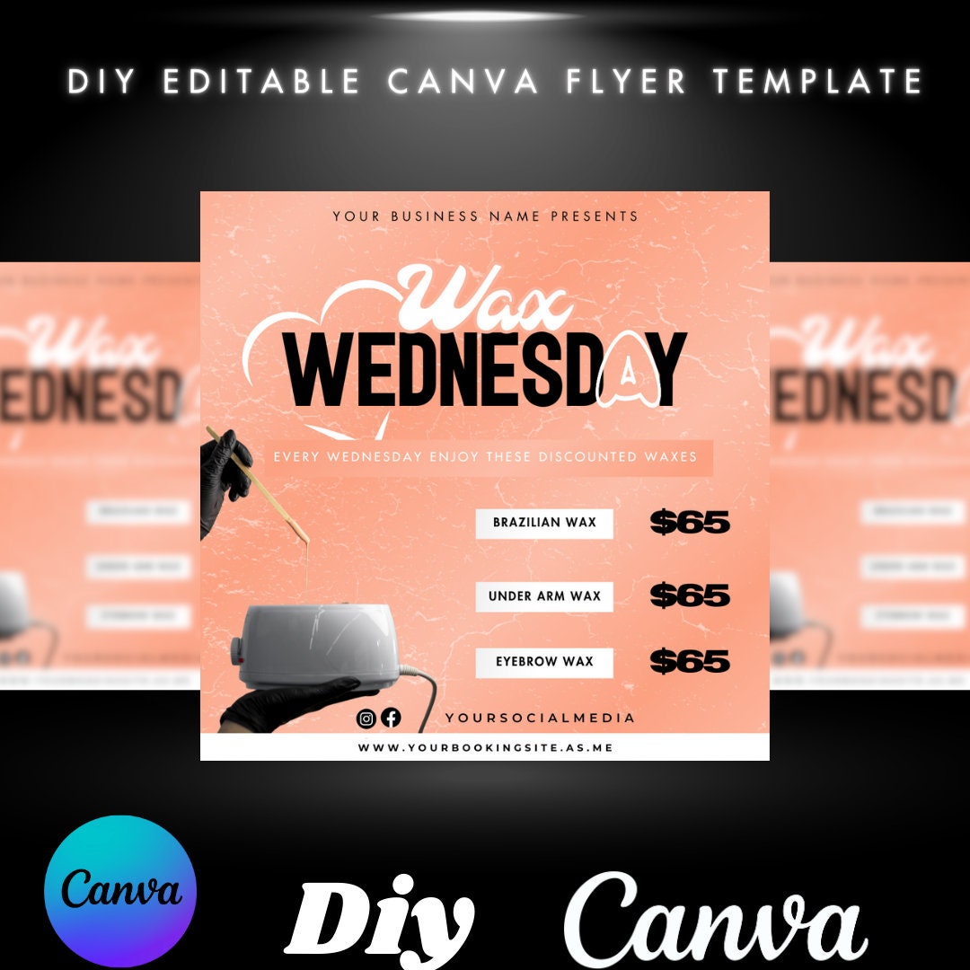 Canva Body Waxing Flyer Template/ Brazilian Wax Deals E-flyer/ Digital ...