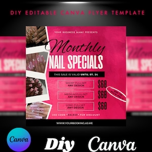 Nail Deal Flyer, Nail Special Flyer, Hair Sale Flyer, Nail Tech Flash ...