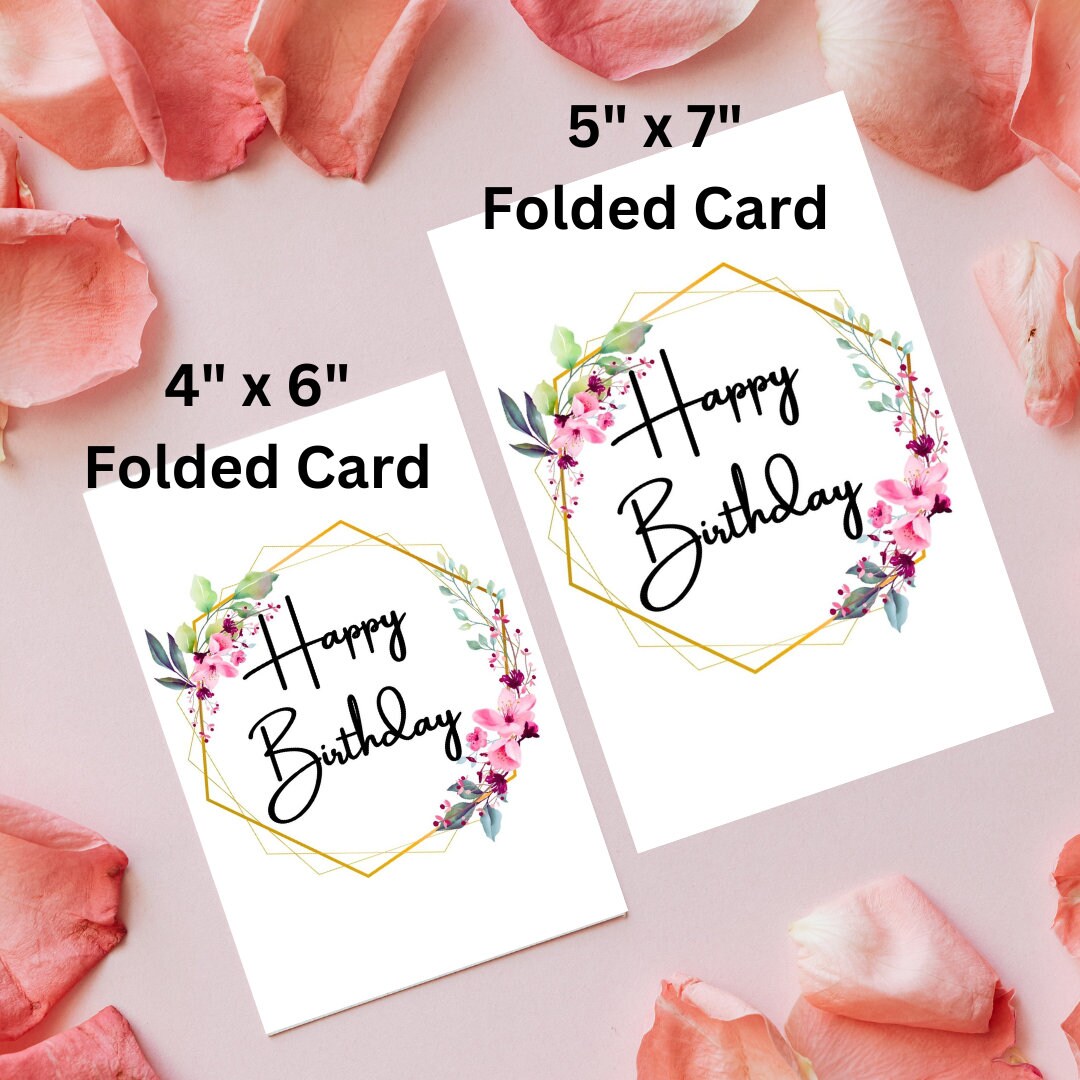 Printable Happy Birthday Foldable Floral Card - Etsy