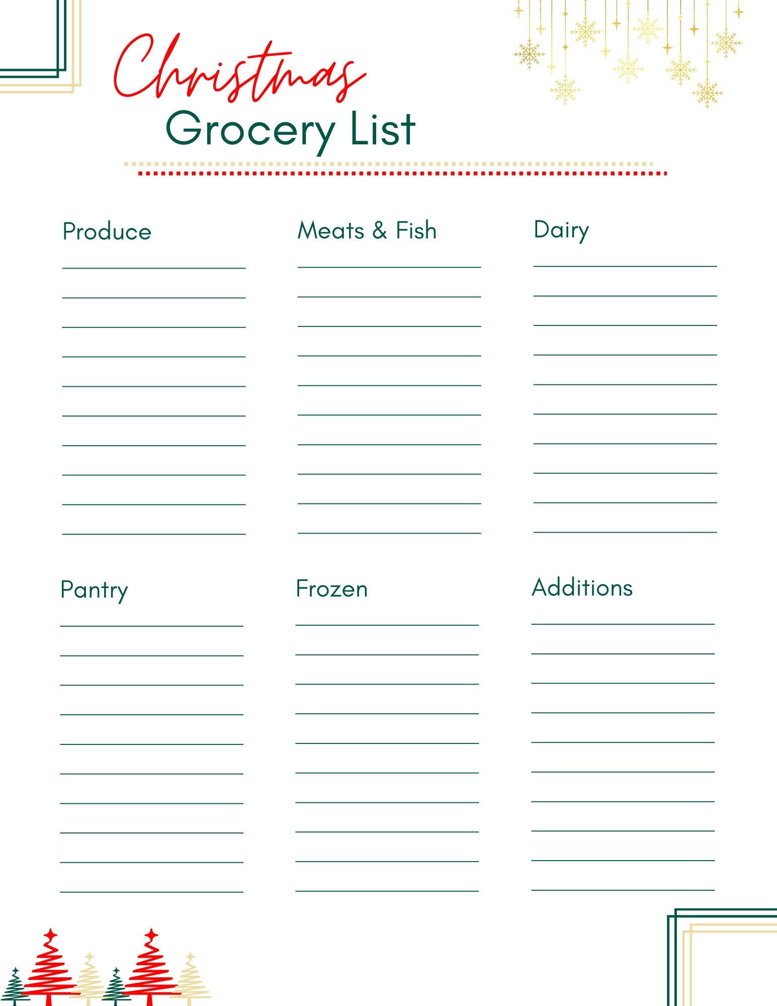 Christmas Grocery List Cooking Game Plan Menu, Download and Print - Etsy