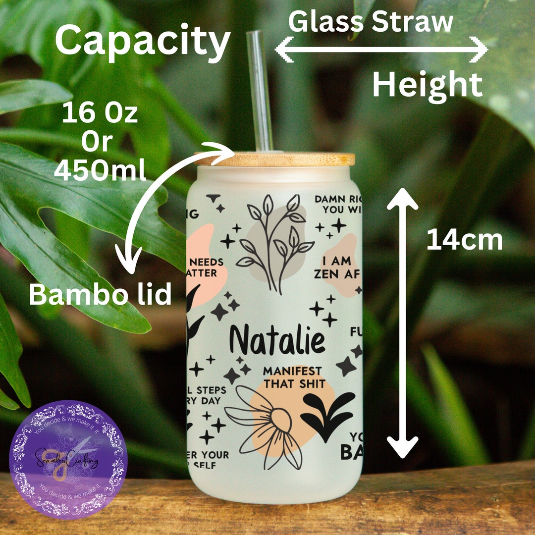 Personalized Sweary Affirmation Glass Cup: Boho Mental Health Gift ...