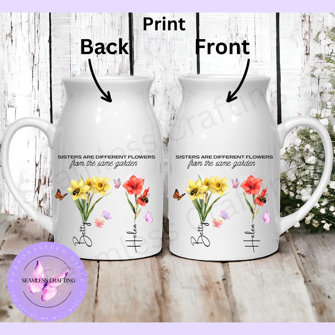 Personalized Sister Birth Flower Vase: Custom Ceramic Keepsake - Etsy UK