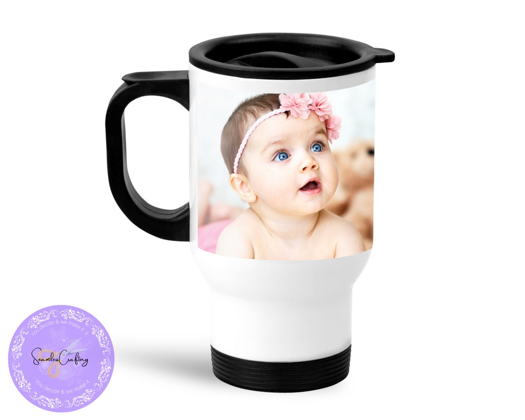 Personalised Travel Mug With Any Image, Name , Text Logo, Customised ...