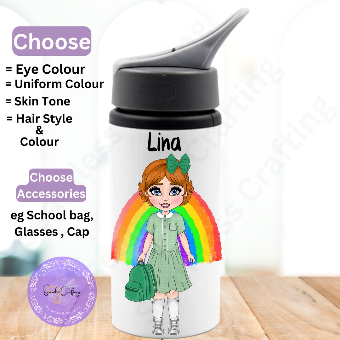 Personalised School Uniform Water Bottle, Back to School Water Bottle ...