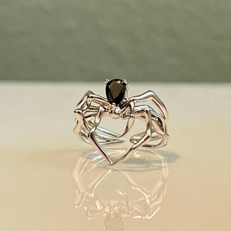 Gothic Spider Ring, Irregular Animal Ring, Zircon Accent - Etsy