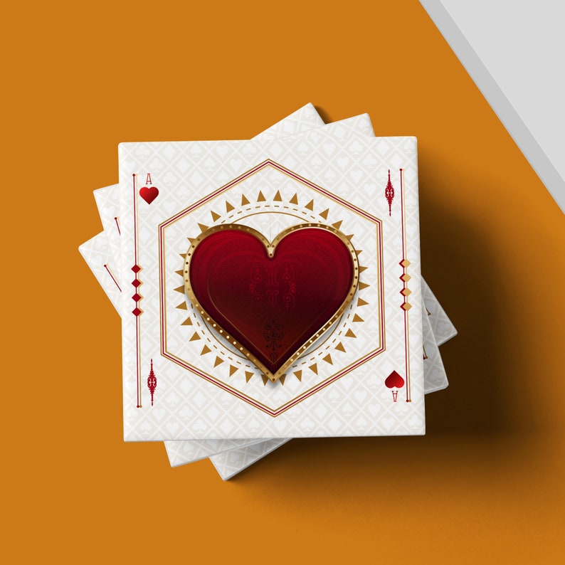 Playing Cards Coaster Set, Cards Symbol, Spade, Ceramic Coaster, Casino ...