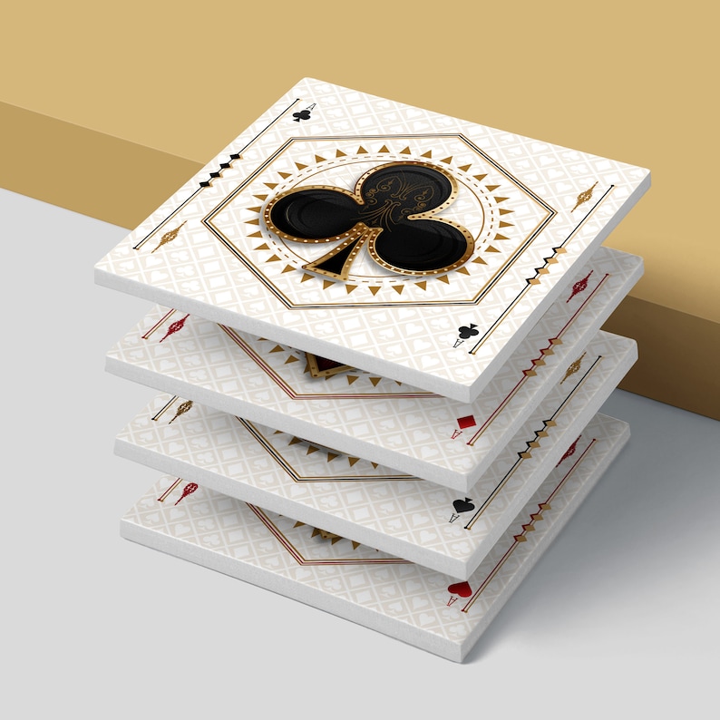 Playing Cards Coaster Set, Cards Symbol, Spade, Ceramic Coaster, Casino ...