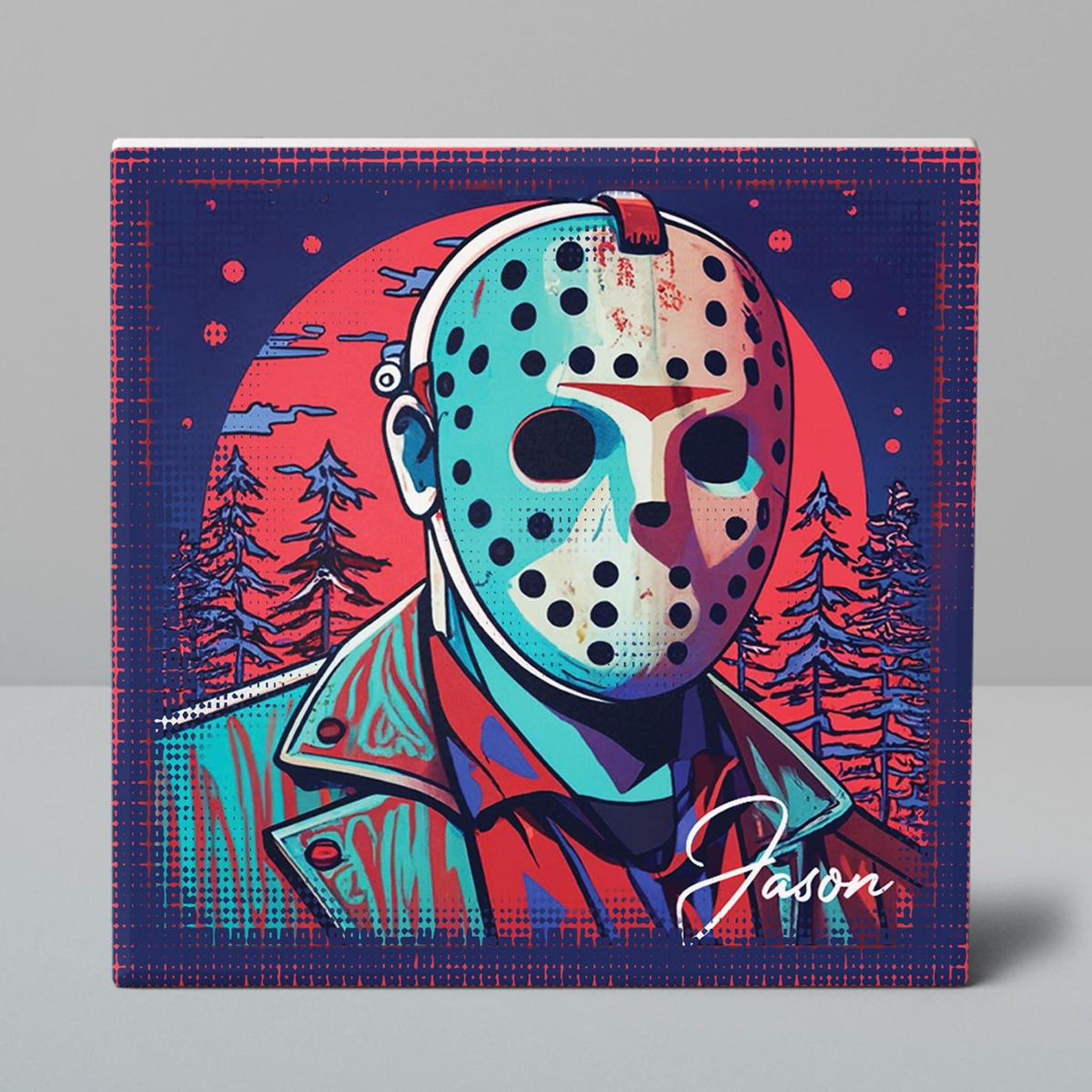 Horror Movie Characters Coasters, Square Set of 4-8, Halloween Ceramic ...