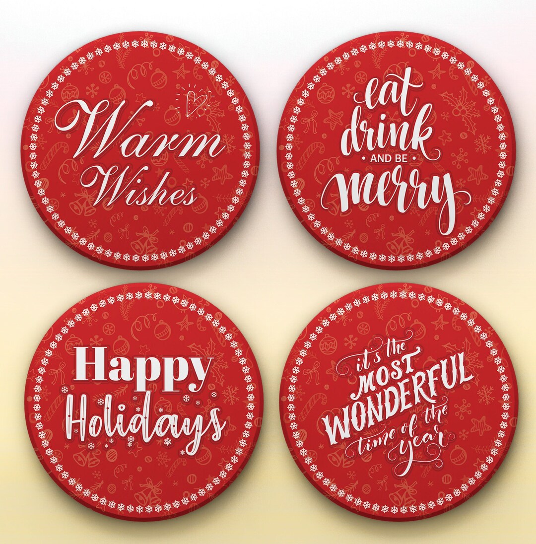 Christmas Wishes Coaster Set: Festive Holiday Table Decor - Etsy