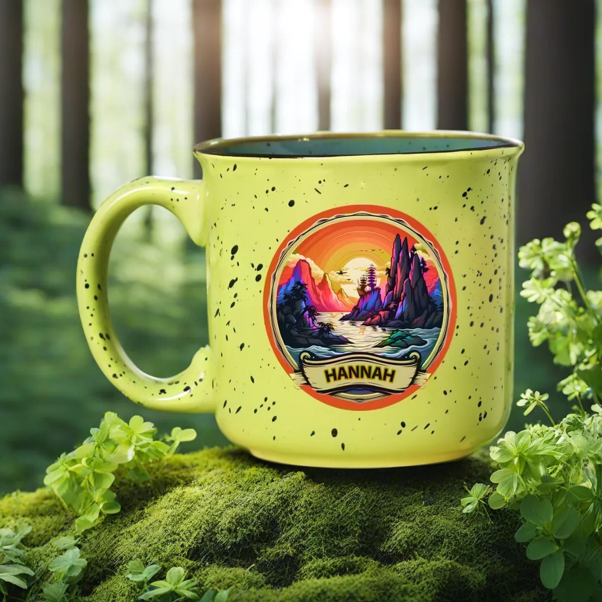 Personalized Speckled Camping Mug: Custom Campfire Mountain Coffee Cup ...