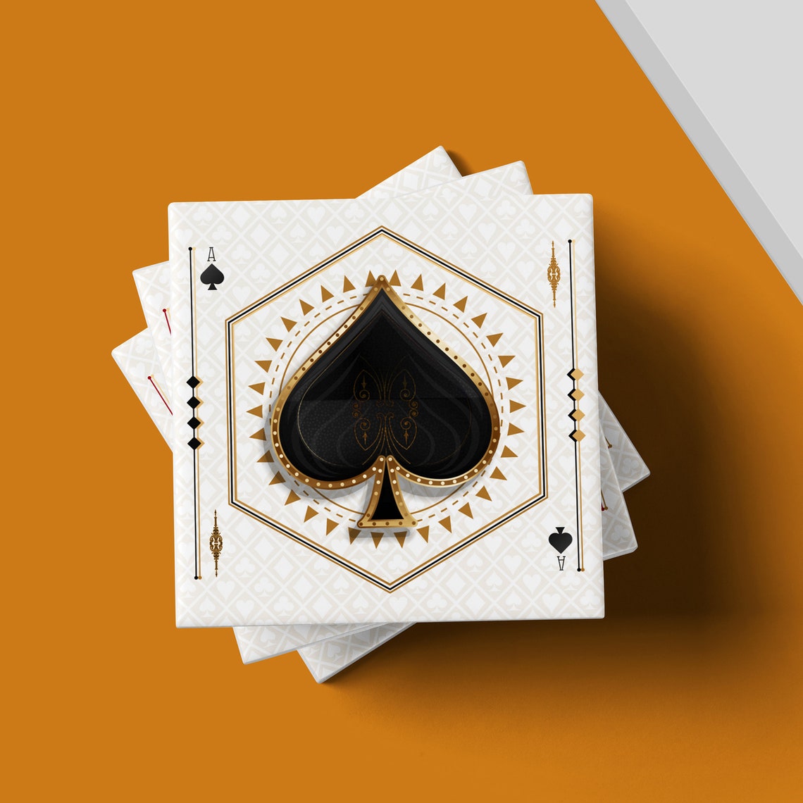 Playing Cards Coaster Set, Cards Symbol, Spade, Ceramic Coaster, Casino ...