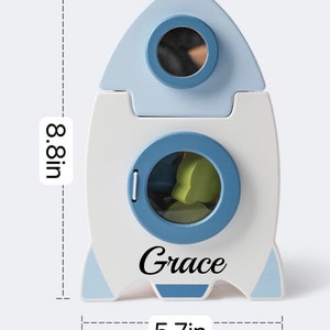 Personalized Wooden Rocket Toy, Montessori Shape Sorting and Matching ...