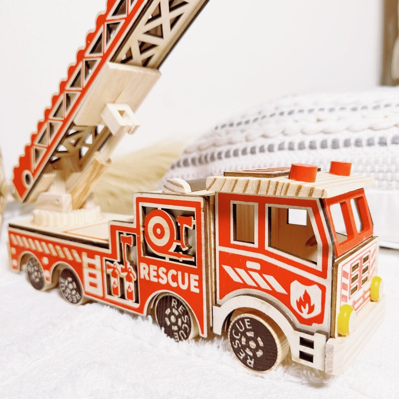 Wooden Hook and Ladder Firetruck Toy for Kids Toddler Boy Toys - Etsy