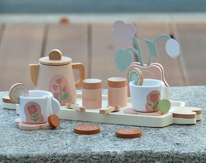 Personalized Wooden Afternoon Tea Play Set - Pretend Home Play ...