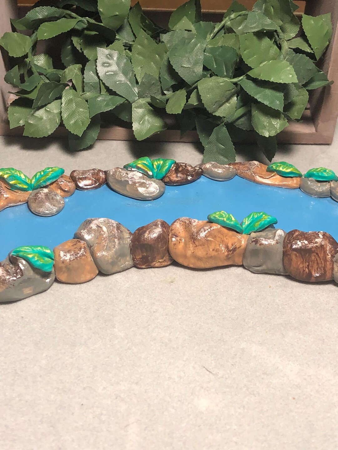 Fairy Garden Stream Water Feature Terrarium Dollhouse Polymer Clay ...