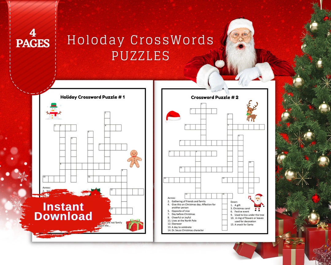 Holiday Crossword Puzzle | Christmas Word Game | Printable Christmas ...