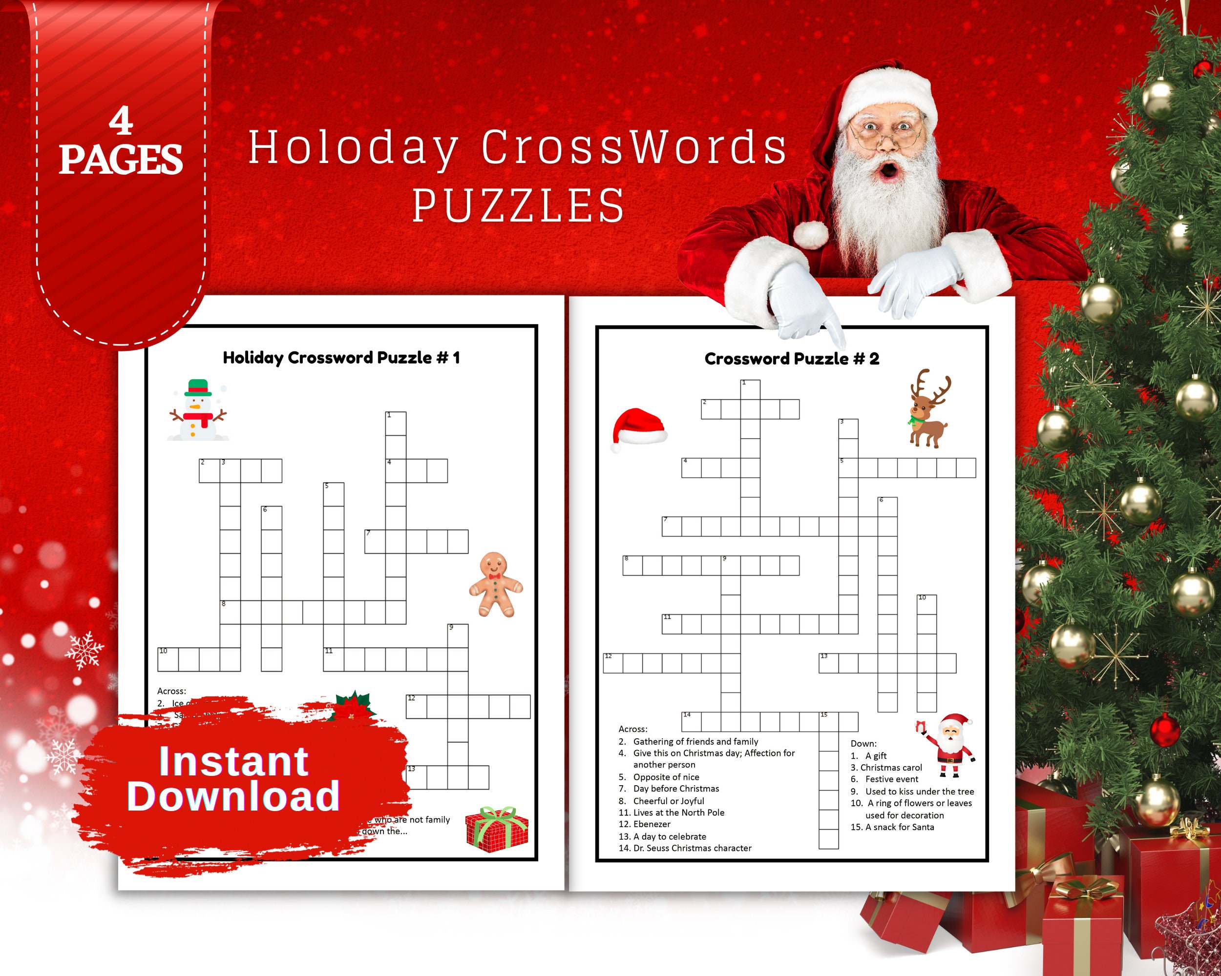 Holiday Crossword Puzzle | Christmas Word Game | Printable Christmas ...