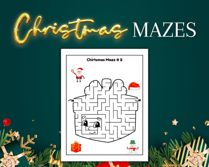 Christmas Maze Game for Kids With Solutions Christmas Shape Printable ...