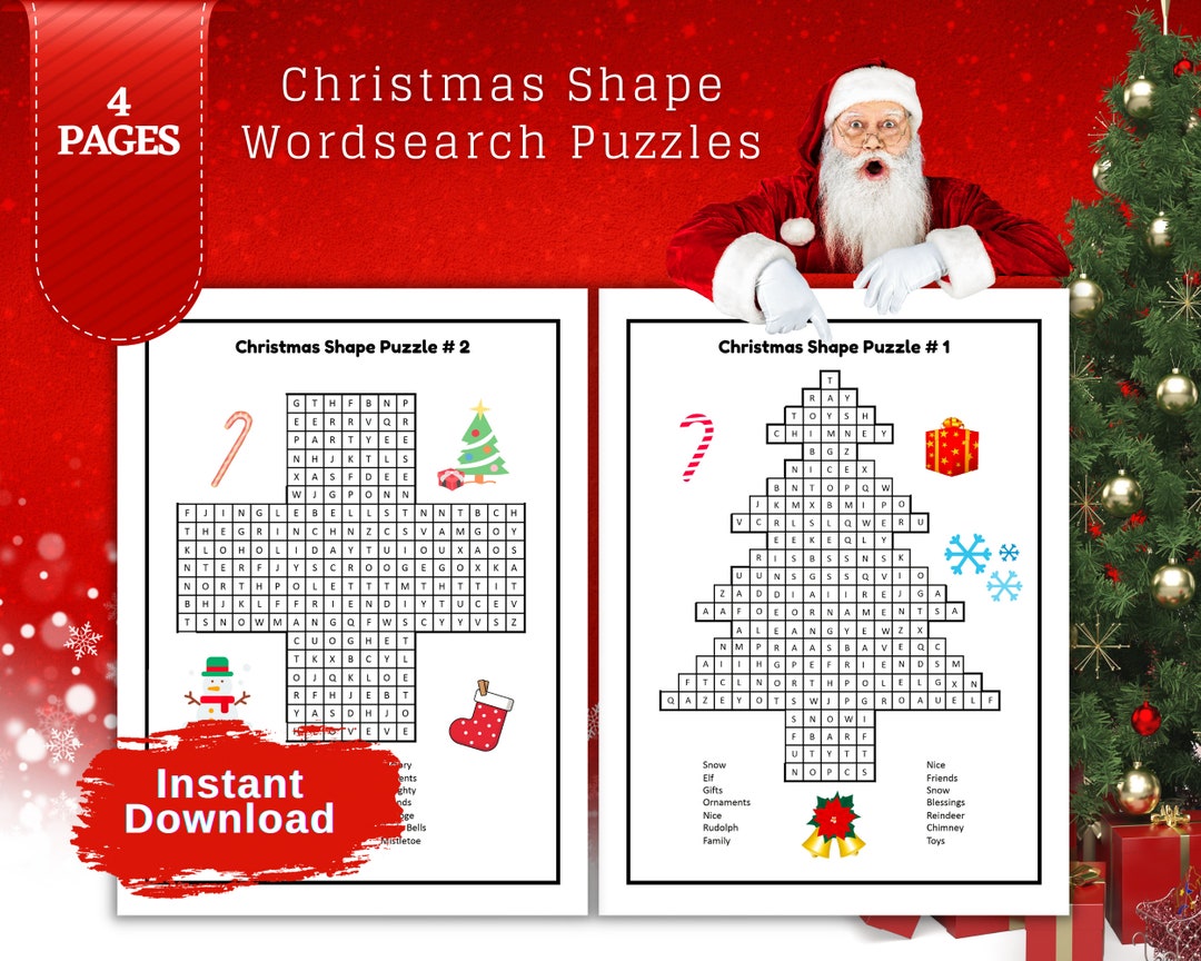 Christmas Shape Wordsearch Puzzle Game | Crossword Puzzles | Christmas ...