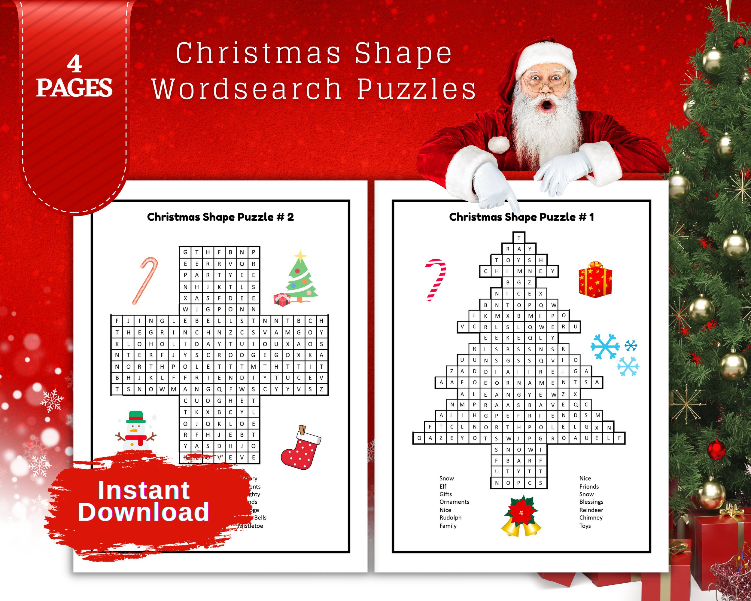 Christmas Shape Wordsearch Puzzle Game | Crossword Puzzles | Christmas ...