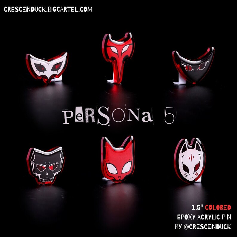 Persona 5 Phantom Thief Masks Red Epoxy Acrylic Pins - Etsy