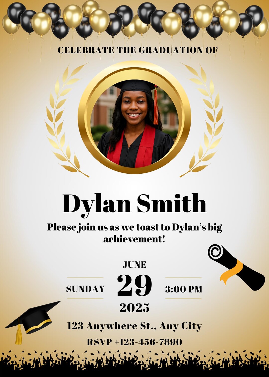 Elegant Gold Graduation Party Invitation - Etsy