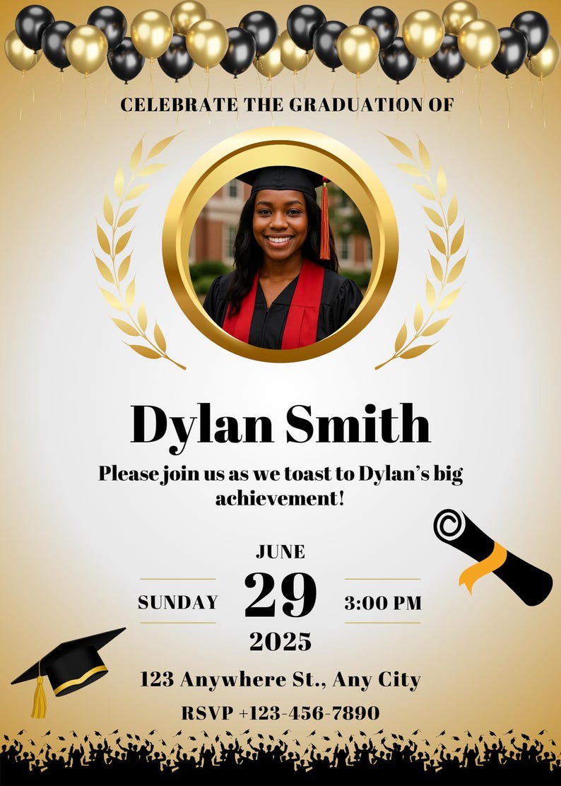 Elegant Gold Graduation Party Invitation - Etsy