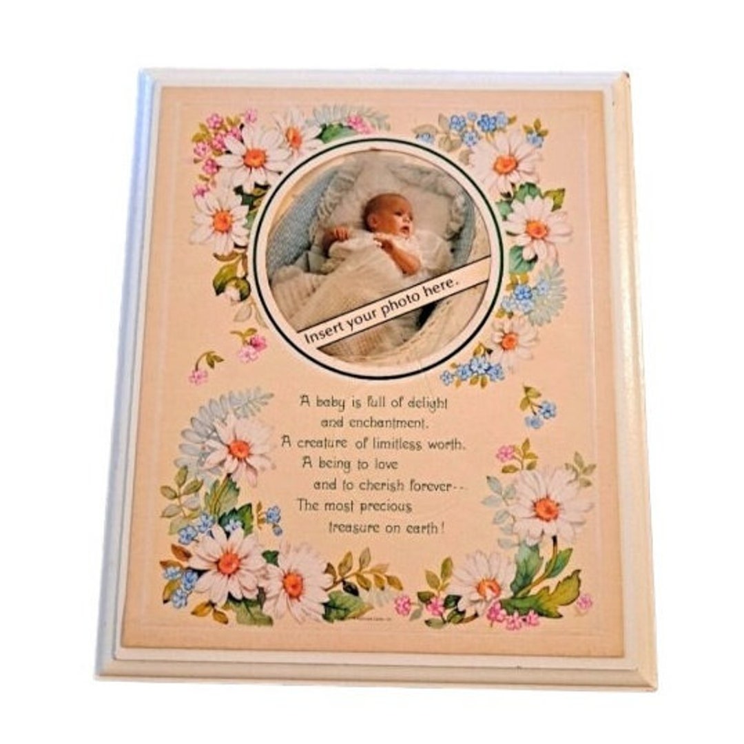 VTG 1979 Hallmark Wooden Wall Plaque W/ Photo Insert “A Baby is Full of ...