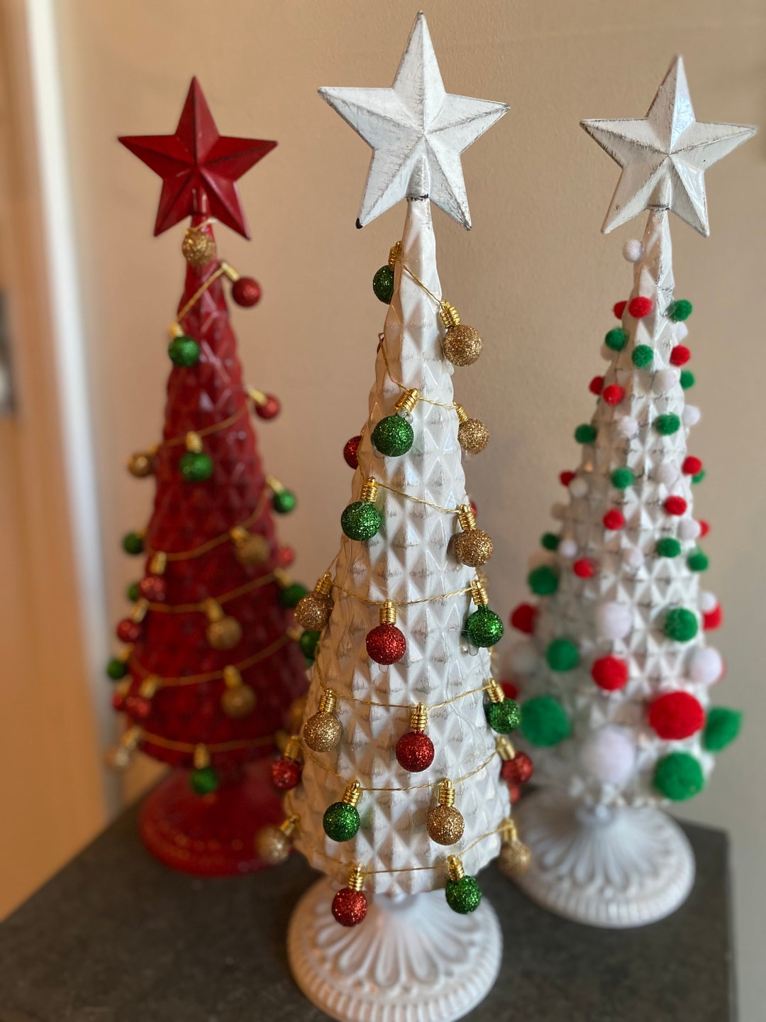 14” Tin Trees Christmas Holiday With or Without Lights Choose Your One ...